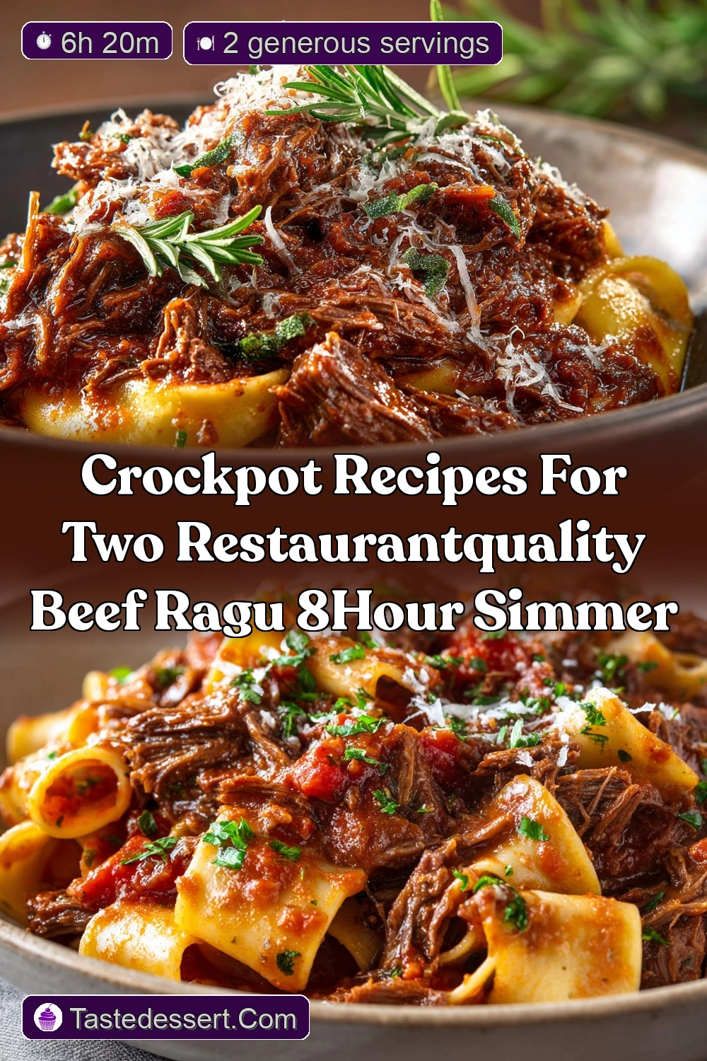 CrockPot Recipes for Two Rich Tender Beef Ragu Dinner