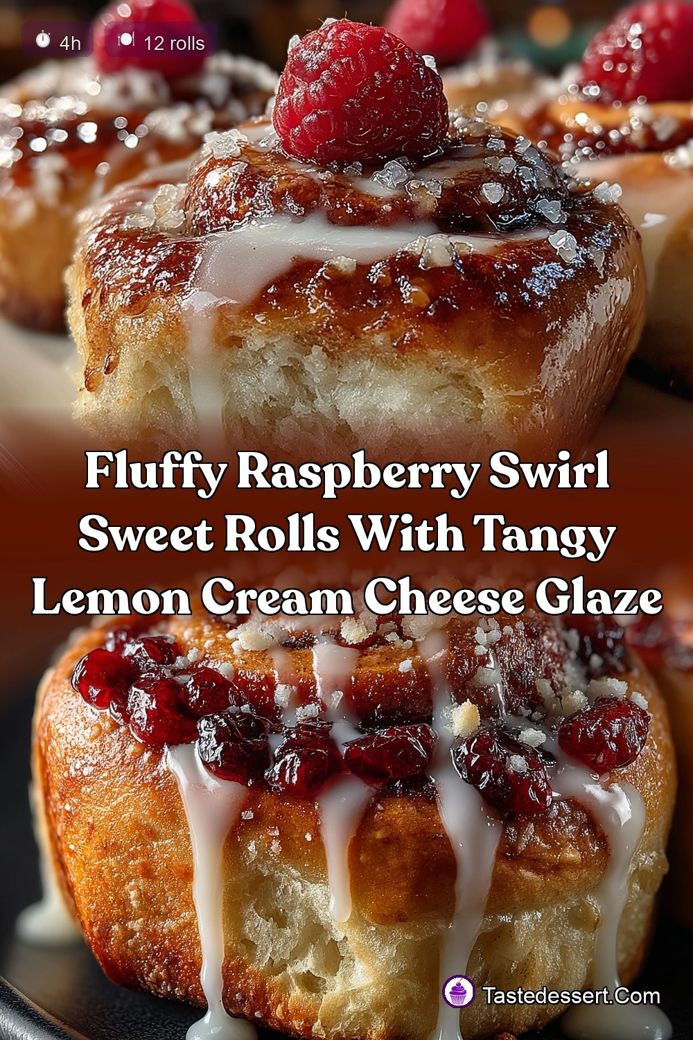 Jammy Raspberry Swirl Sweet Rolls with Lemon Glaze - Taste…