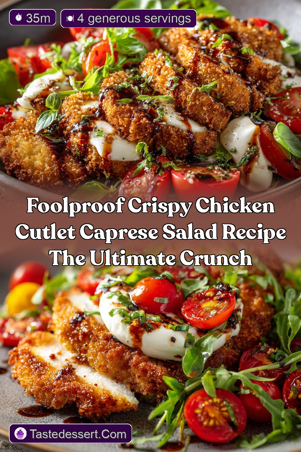 Crispy Chicken Cutlet Caprese Salad Quick Fresh Summer…