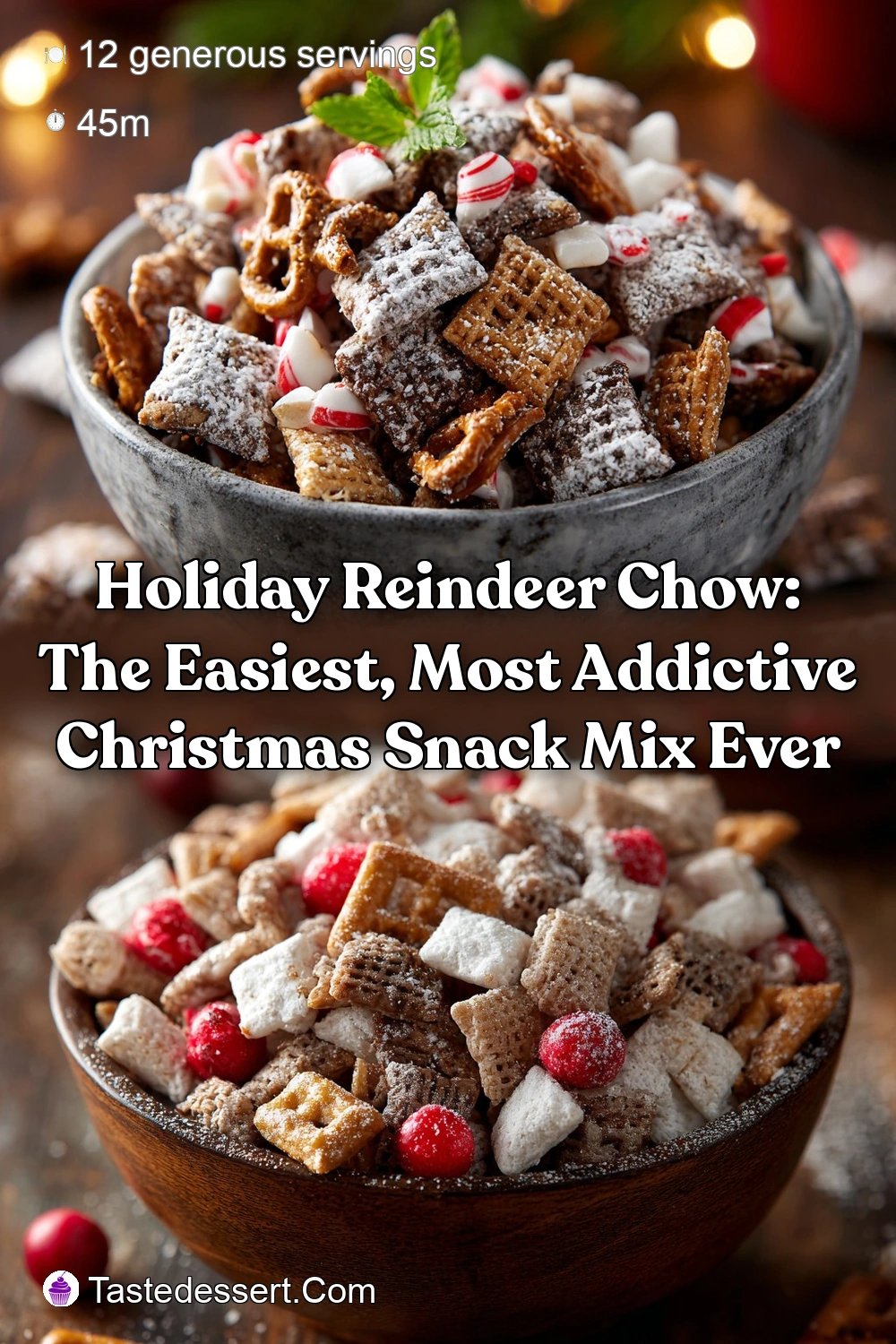 Holiday Reindeer Chow: No-Bake Festive Puppy Chow Recipe in…