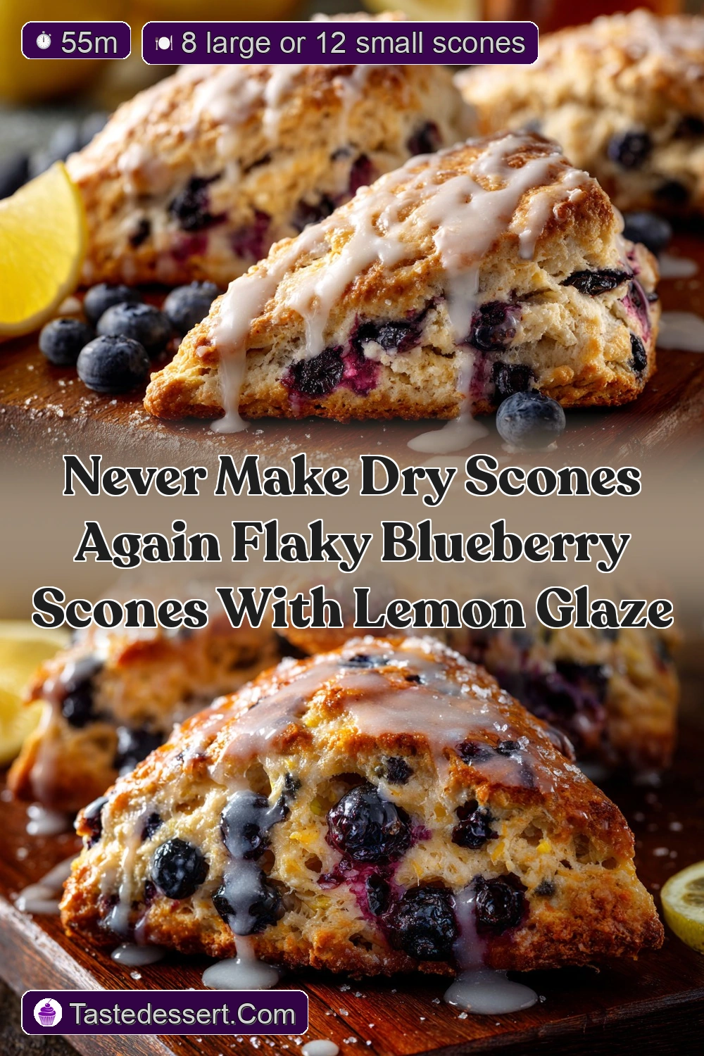 Proper Flaky Blueberry Scones Recipe with Zingy Lemon Glaze