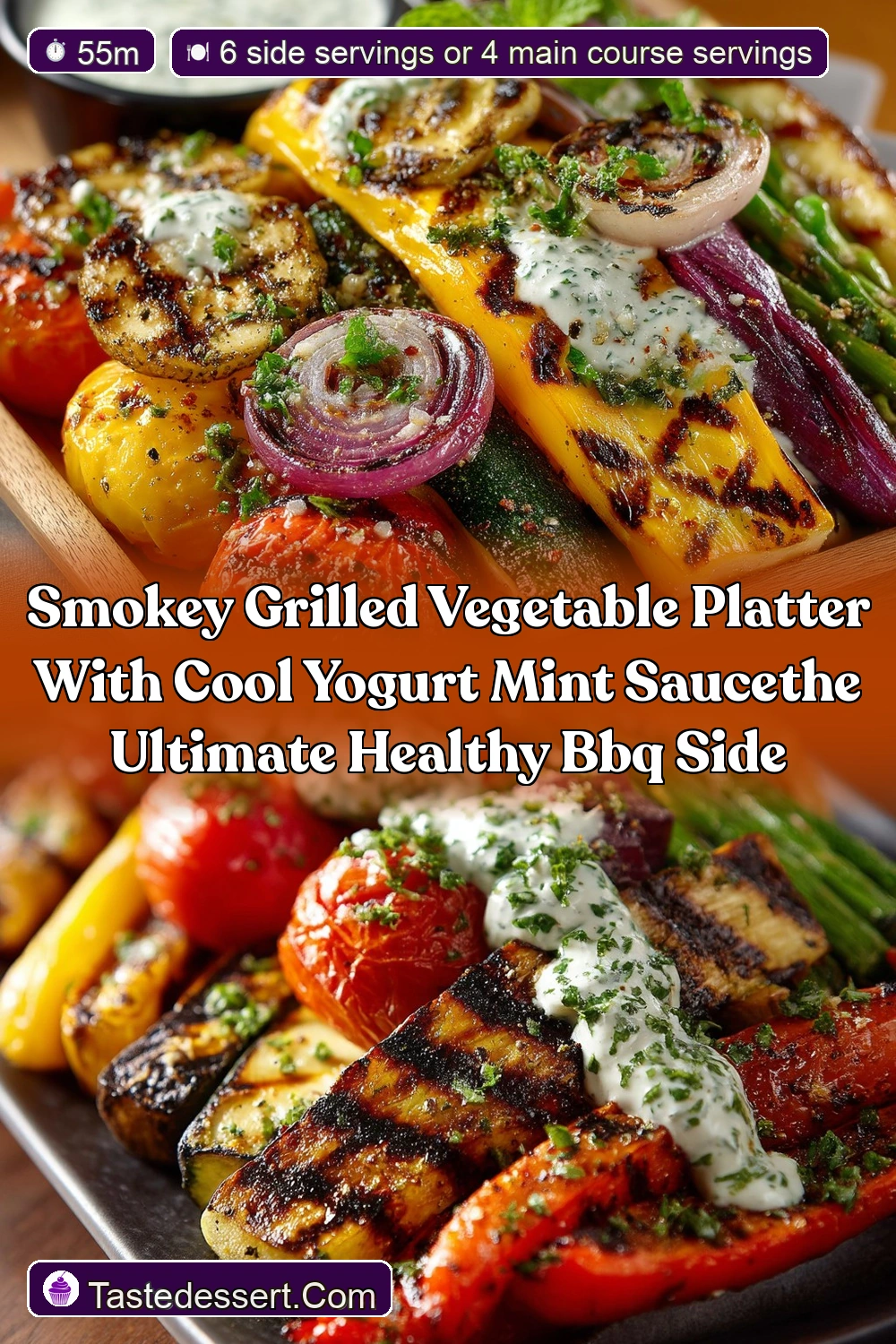 Easy Grilled Vegetable Platter with Zesty Yogurt Mint Sauce
