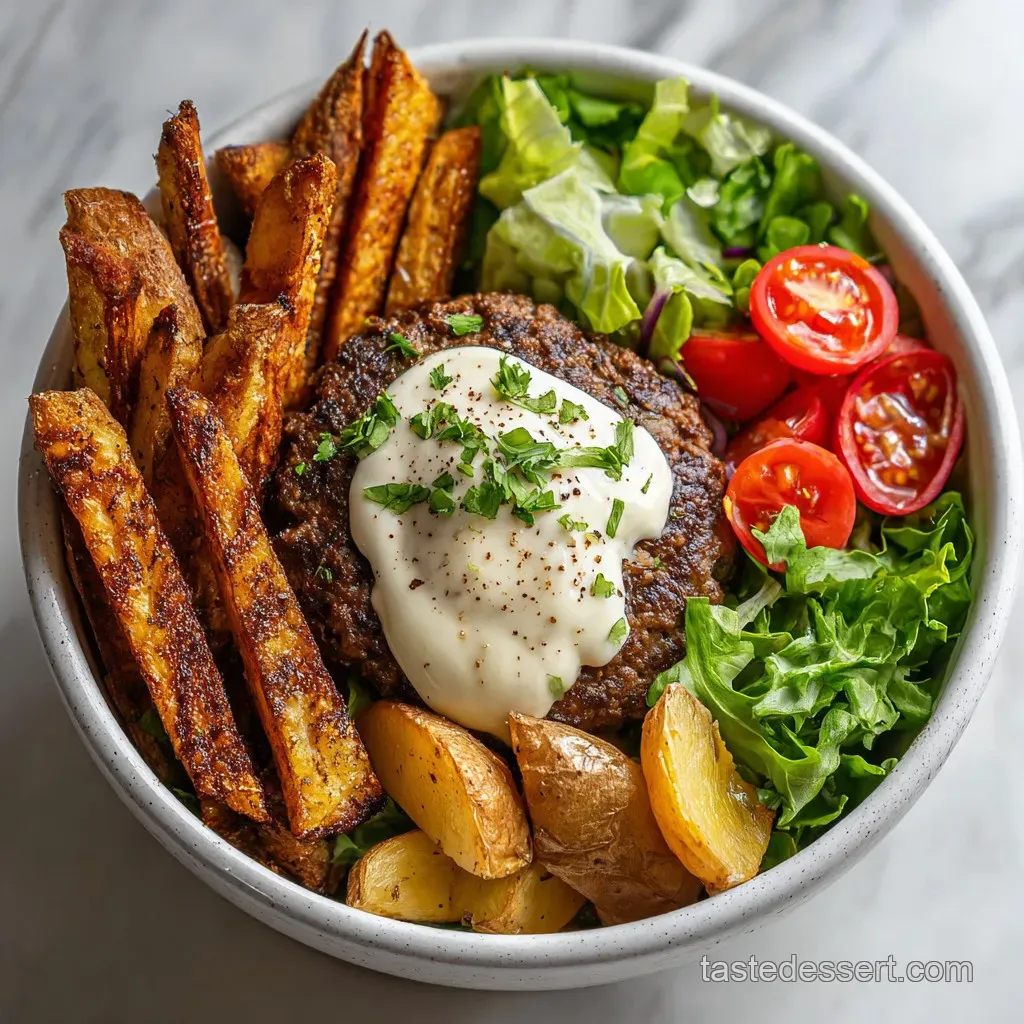 Paleo Burger Bowls with Fries Whole30: Crispy Wedges